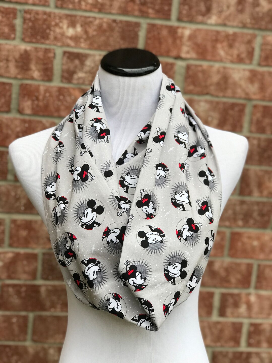 Mickey Scarf Mouse Scarf Cotton Infinity Scarf for Mickey Lovers Scarf ...