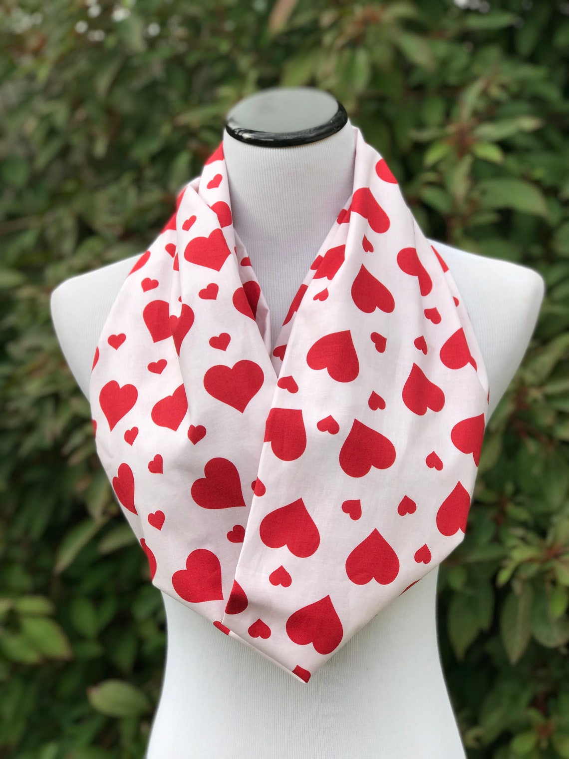 Hearts Scarf Valentine's Day Scarf Infinity Scarf White | Etsy