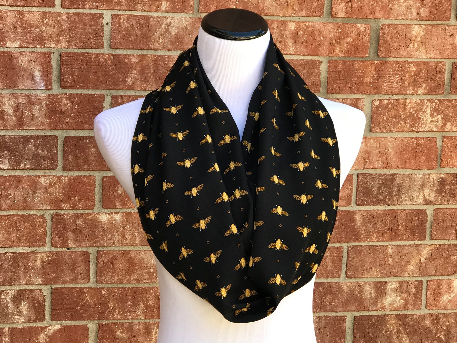 Bee Scarf Black Golden Yellow Scarf Bumblebee Infinity Scarf | Etsy