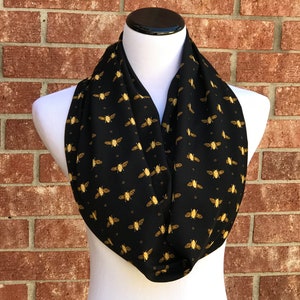 Bee Scarf Black Golden Yellow Scarf Bumblebee Infinity Scarf Loop Scarf ...