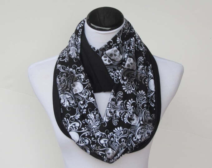 Halloween Scarf Skulls Damask Scarf Halloween Skulls Infinity - Etsy