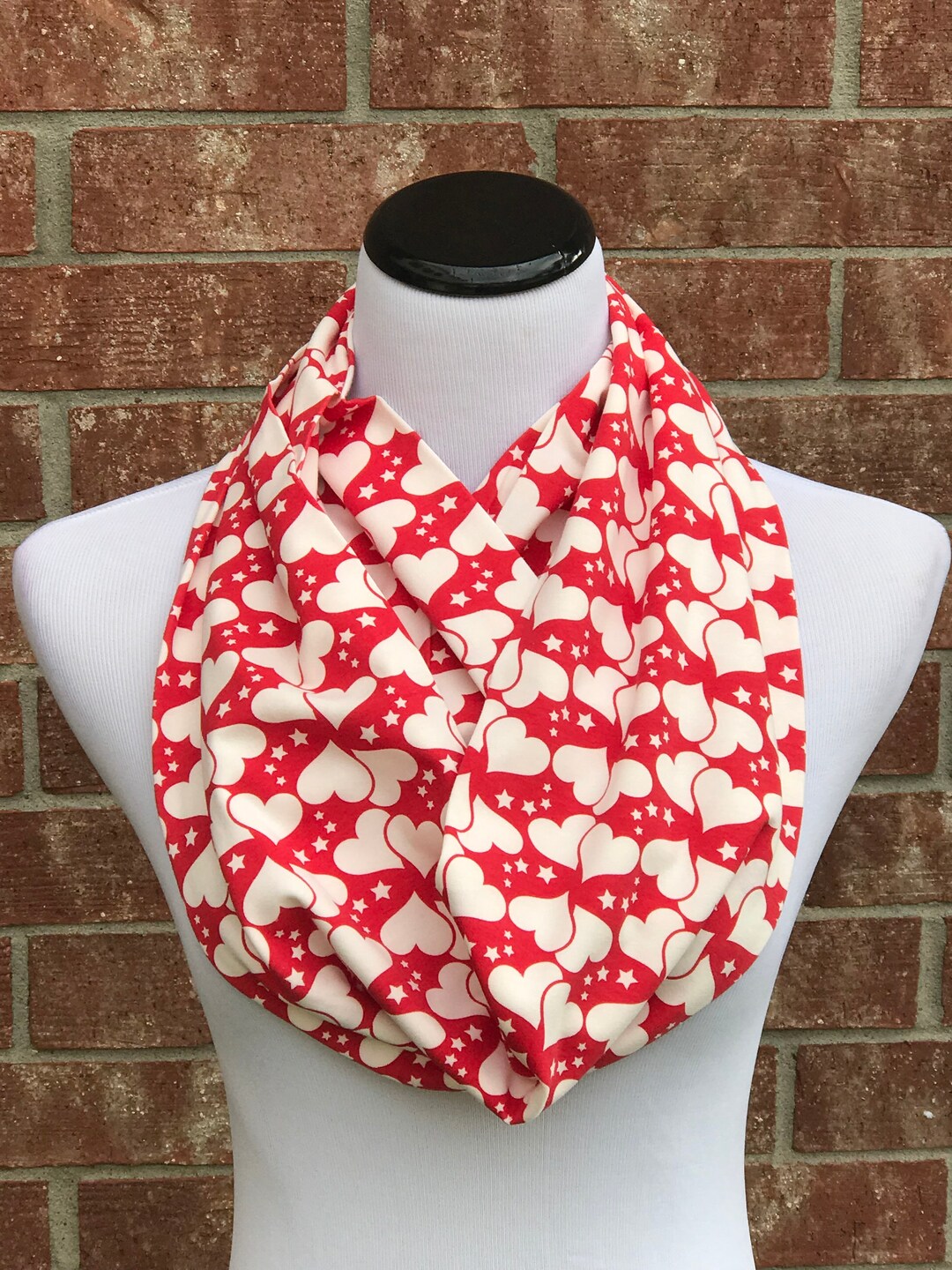 Valentine's Day Scarf Red White Scarf Hearts Infinity - Etsy