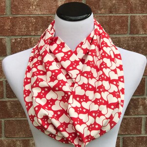 Valentine's Day Scarf Red White Scarf Hearts Infinity Scarf Hearts ...