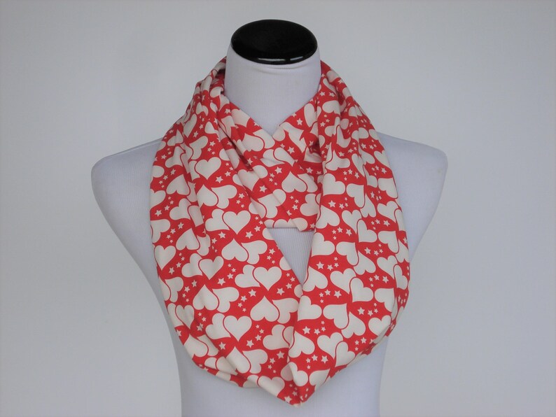 Valentine's Day Scarf Red White Scarf Hearts Infinity | Etsy