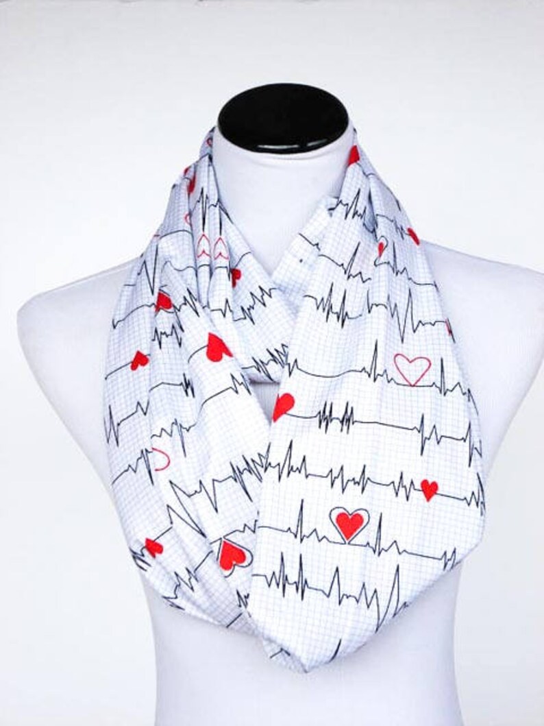 Valentines Day Heart Scarf Heartbeat Scarf Infinity Scarf Love - Etsy