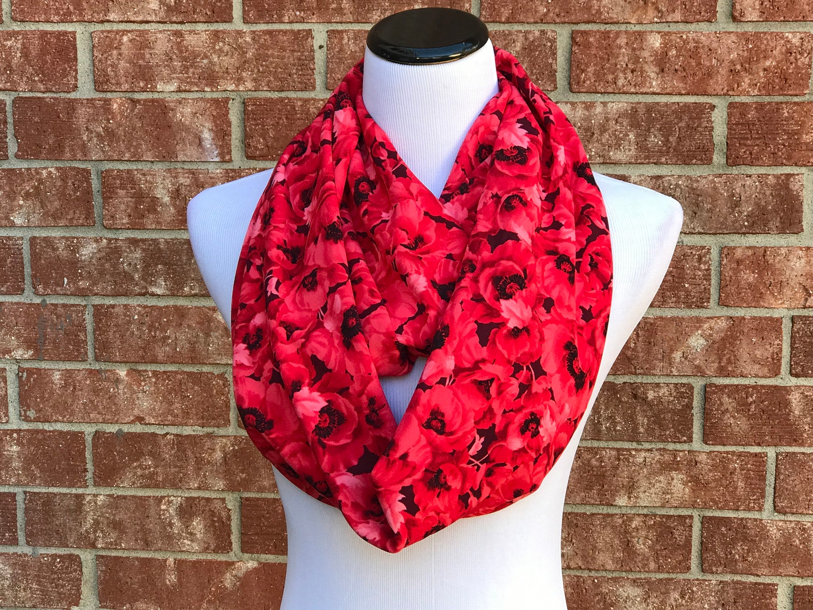 Poppy Scarf Red Poppy Scarf Infinity Scarf Scarf Floral Scarf Mother's ...