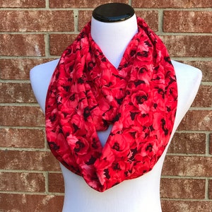 Poppy Scarf Red Poppy Scarf Infinity Scarf Scarf Floral Scarf Mother's ...
