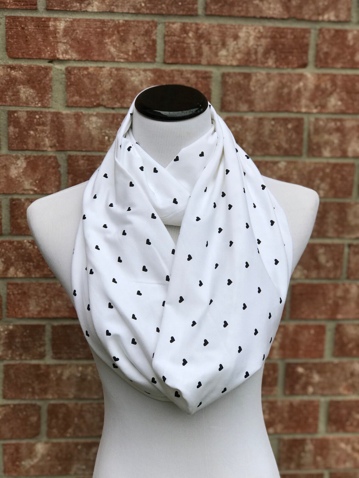 Valentine's Day Scarf Black Hearts Scarf Infinity Scarf | Etsy