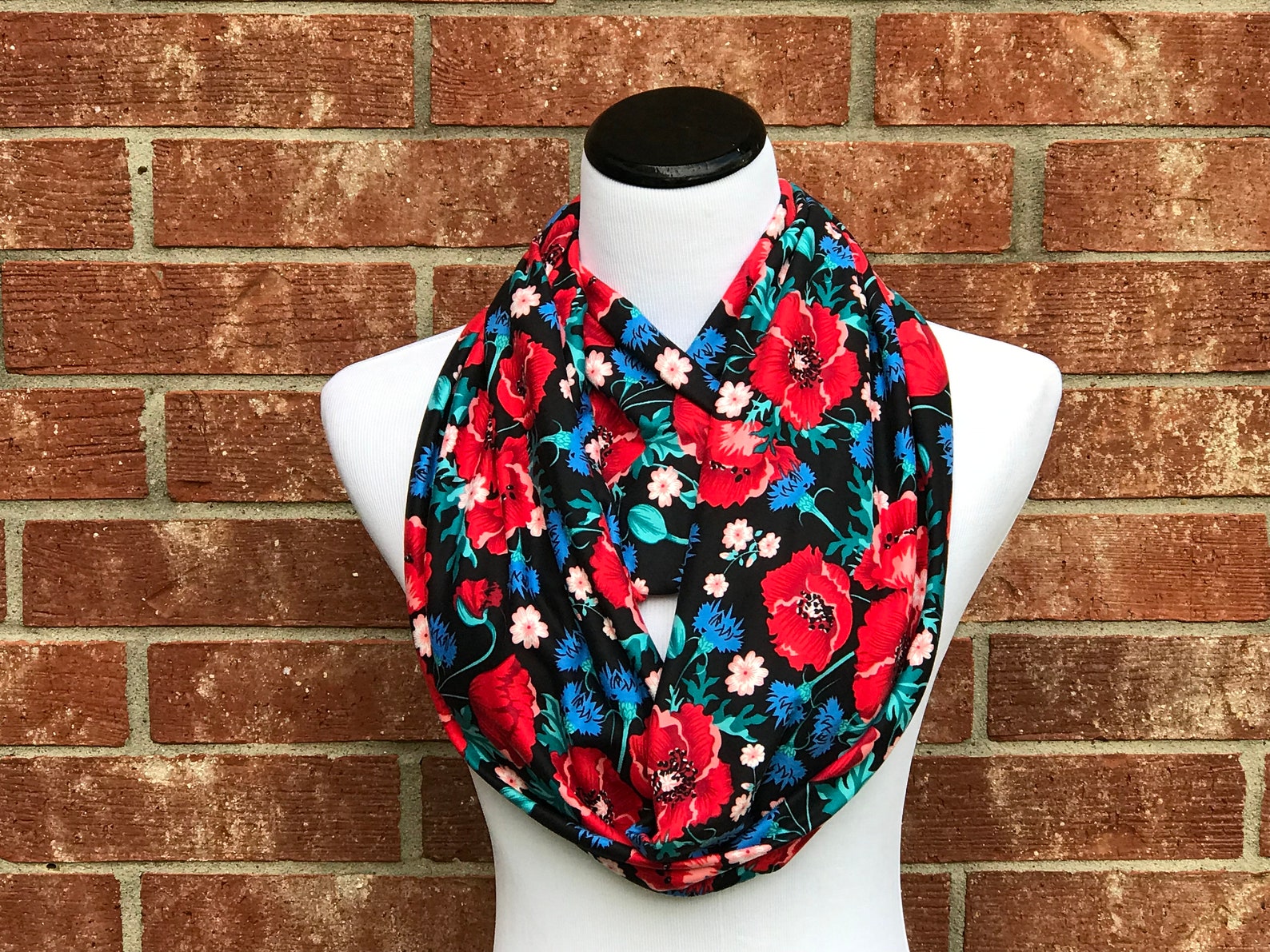 Poppy Scarf Infinity Scarf Cornflower & Poppy Scarf Floral | Etsy