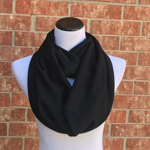 Black Scarf Soft Cotton Jersey Knit Loop Scarf Circle Scarf | Etsy