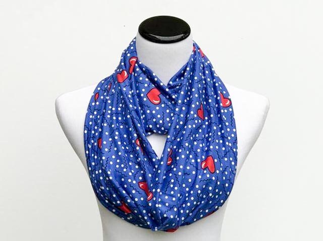 Red Hearts Scarf Valentine's Day Scarf Royal Blue Scarf | Etsy