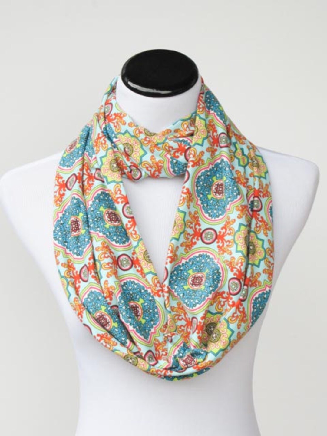 Infinity Scarf Teal Scarf Turquoise Infinity Scarf Soft Cotton - Etsy