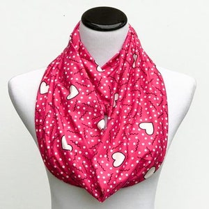Hearts Scarf Valentine's Day Scarf Pink White Loop Scarf - Etsy UK