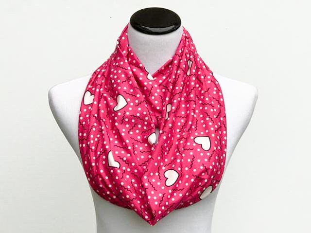 Hearts Scarf Valentine's Day Scarf Pink White Loop Scarf - Etsy UK