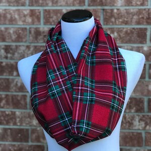 Red Green Red Plaid Scarf Christmas Scarf Infinity Scarf Tartan ...