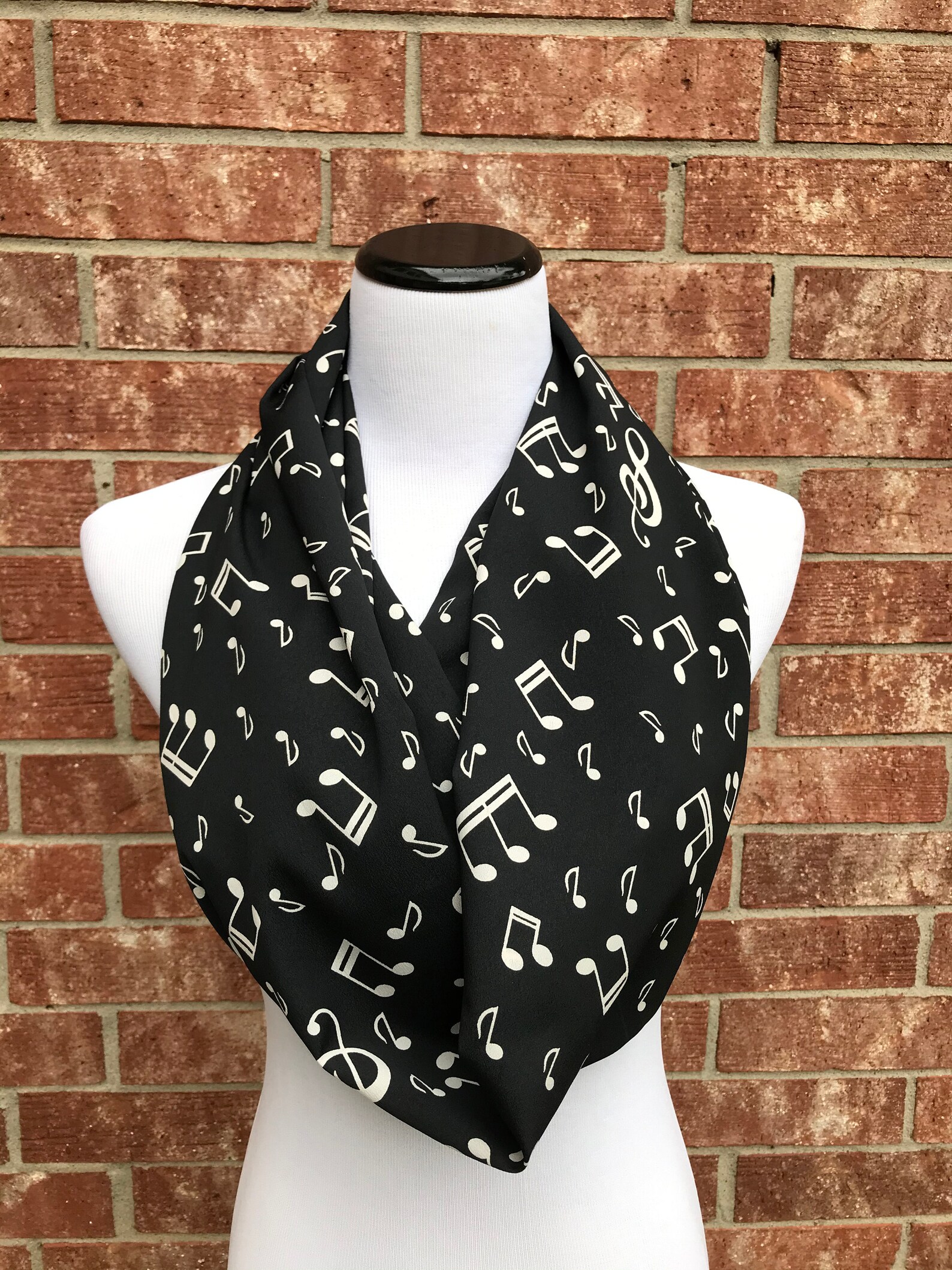Black Scarf Music Note Symbol Scarf Infinity Scarf Circle | Etsy