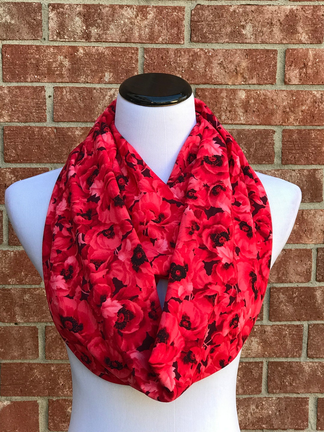 Poppy Scarf Red Poppy Scarf Infinity Scarf Scarf Floral Scarf Mother's ...