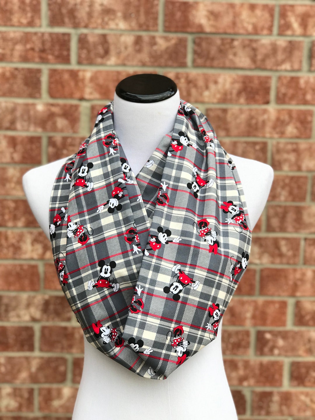 Mickey Scarf Mouse Scarf Infinity Scarf for Mickey Lovers Scarf Plaid ...