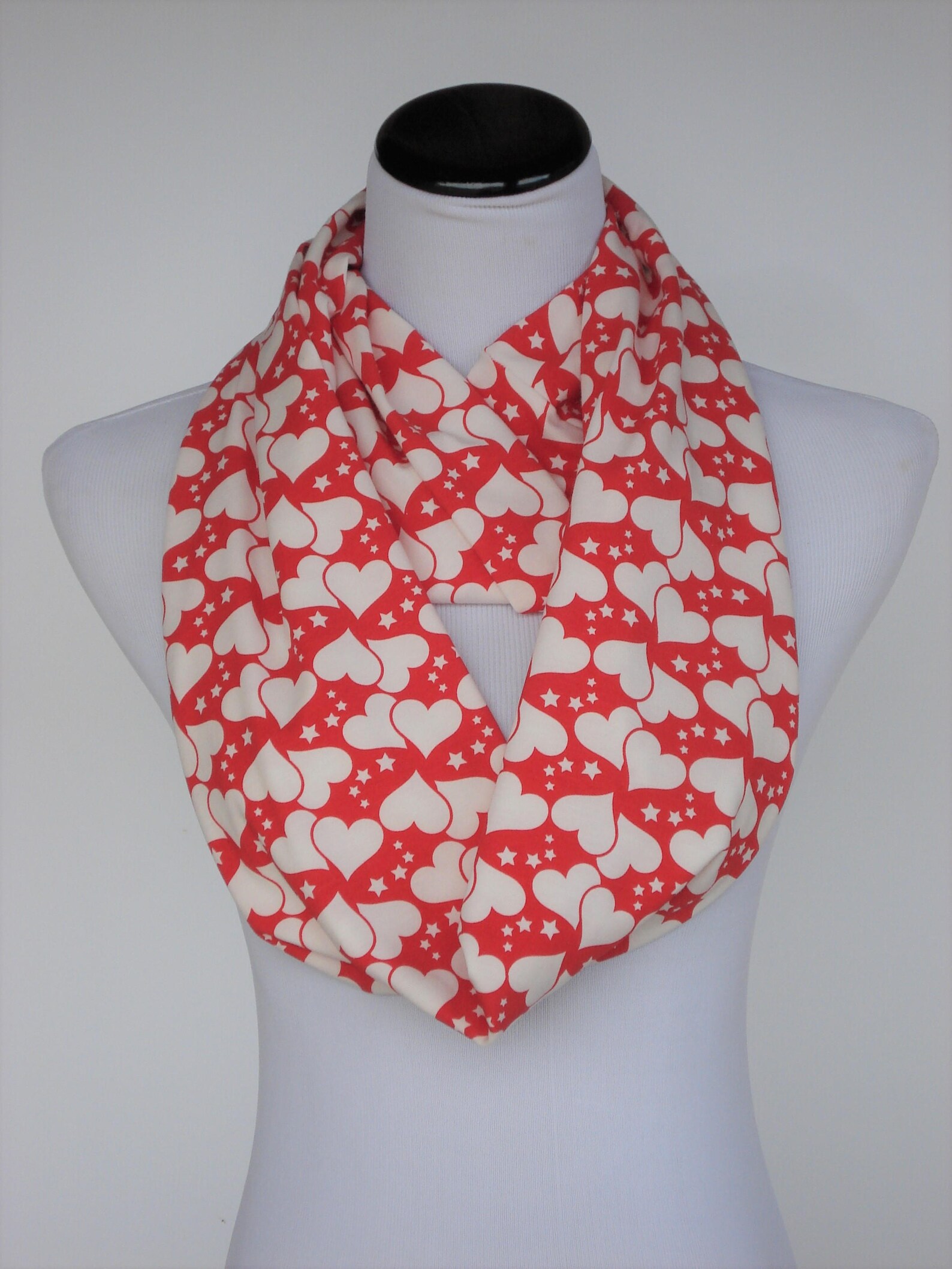 Valentine's Day Scarf Red White Scarf Hearts Infinity | Etsy