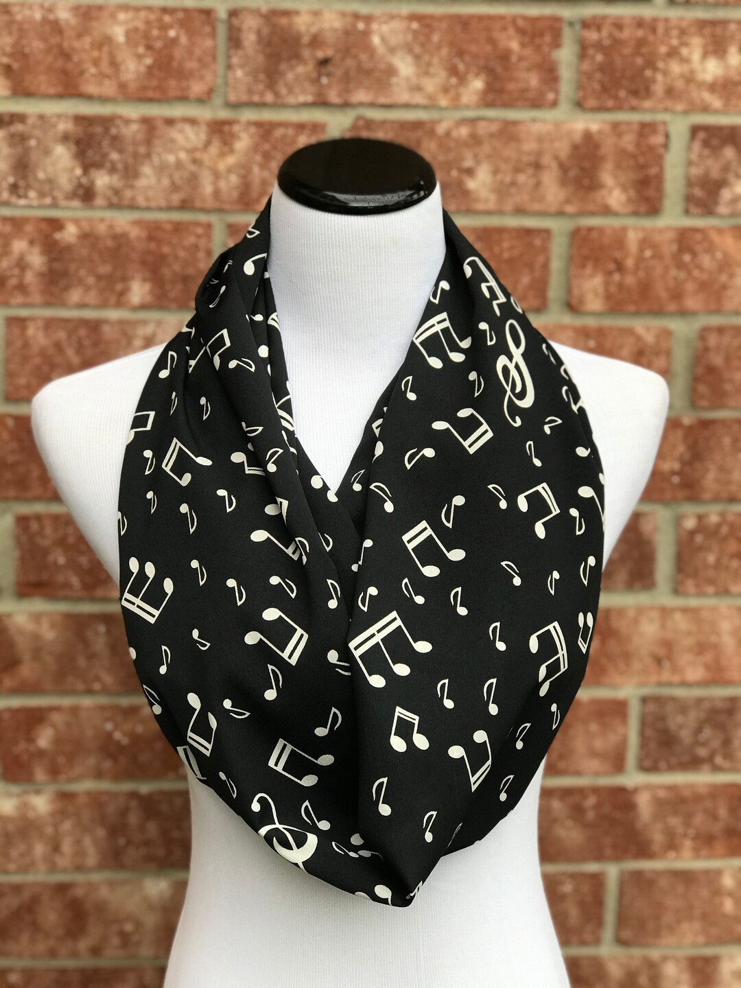 Black Scarf Music Note Symbol Scarf Infinity Scarf Circle Scarf Loop ...
