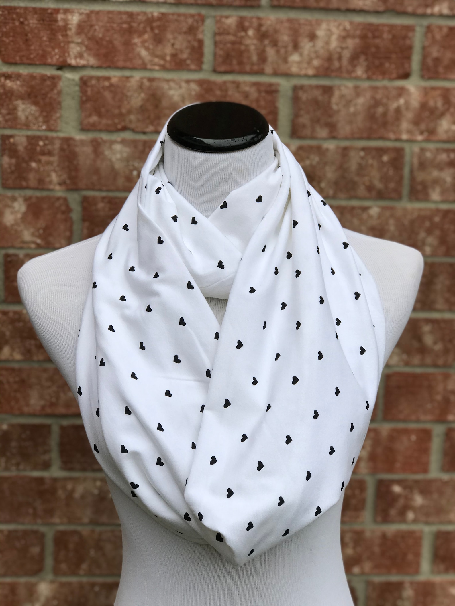 Valentine's Day Scarf Black Hearts Scarf Infinity Scarf | Etsy