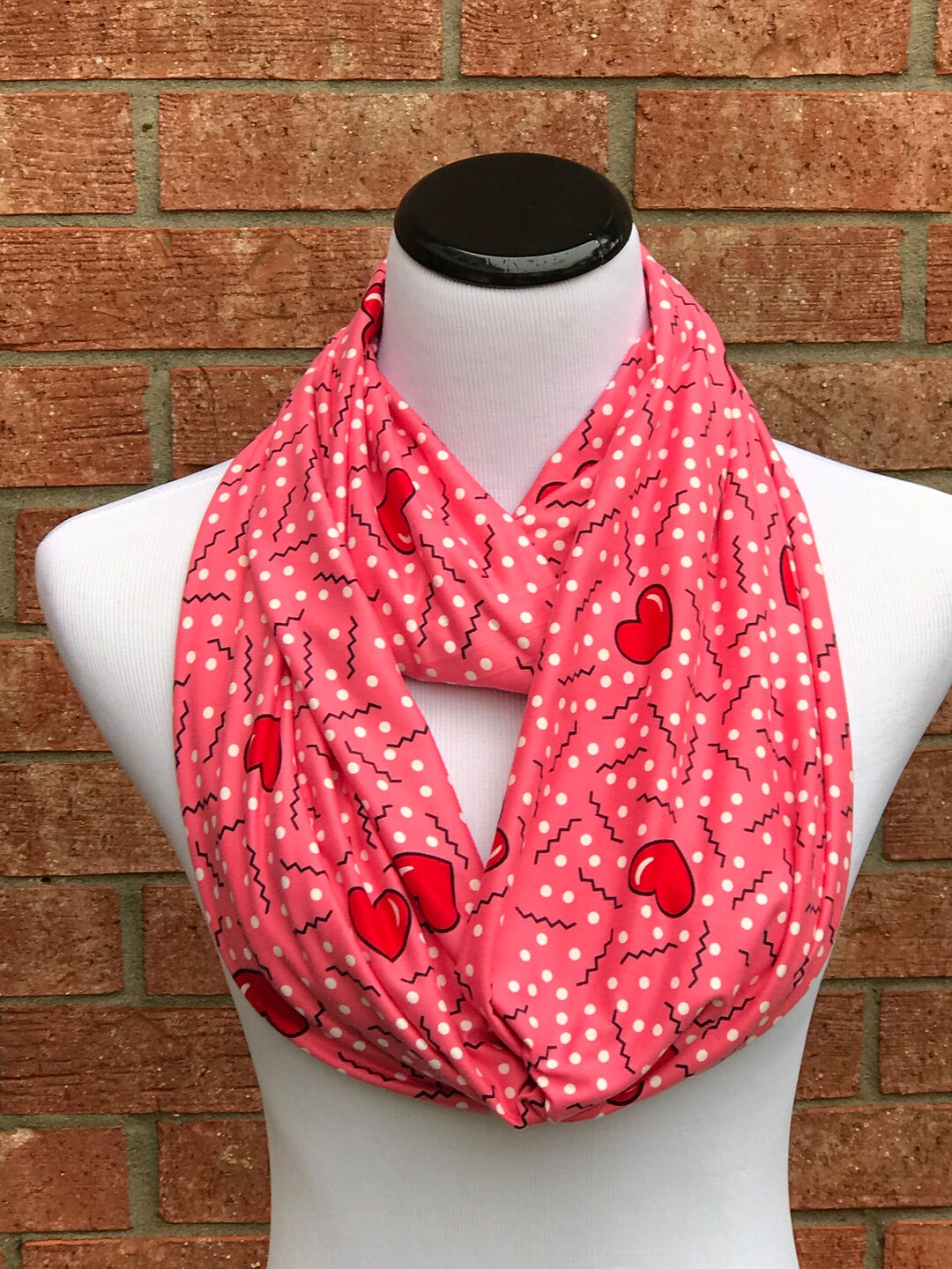 Valentine's Day Scarf Pink Red Hearts Scarf Loop Scarf - Etsy
