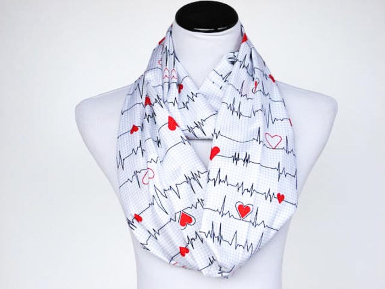 Valentines Day Heart Scarf Heartbeat Scarf Infinity Scarf Love - Etsy