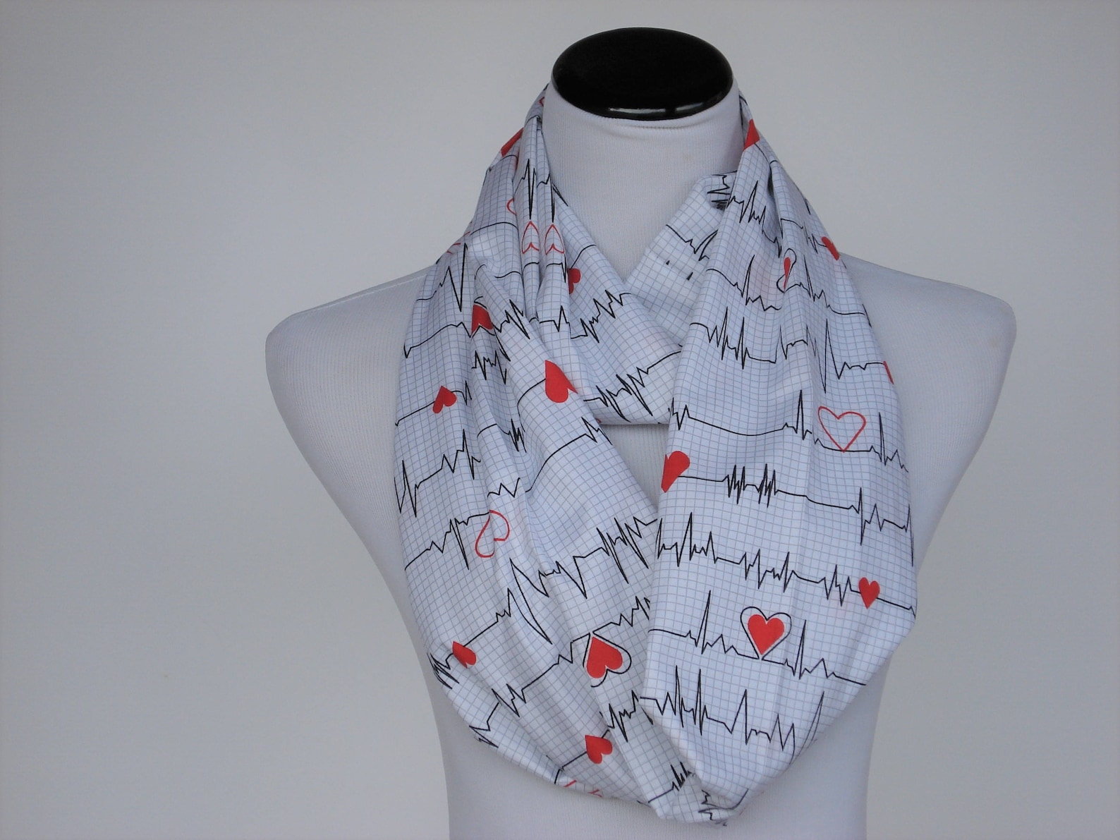 Valentines Day Heart Scarf Heartbeat Scarf Infinity Scarf Love - Etsy
