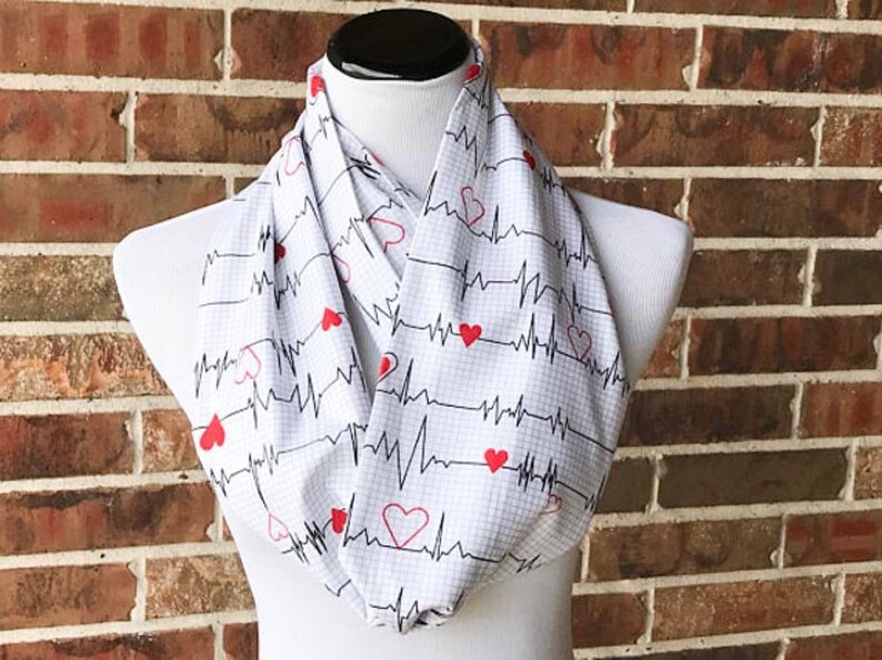 Valentines Day Heart Scarf Heartbeat Scarf Infinity Scarf Love - Etsy