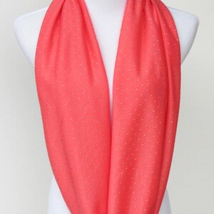 Living Coral Color Bright Coral Scarf Pink Coral Golden Dots Scarf ...
