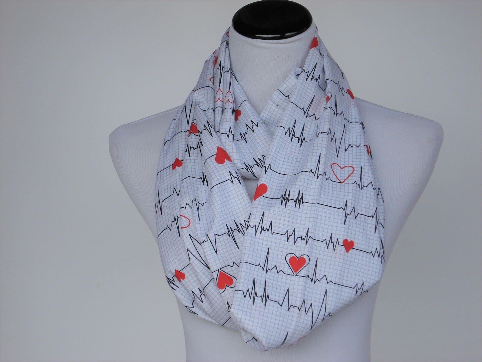 Valentines Day Heart Scarf Heartbeat Scarf Infinity Scarf Love - Etsy