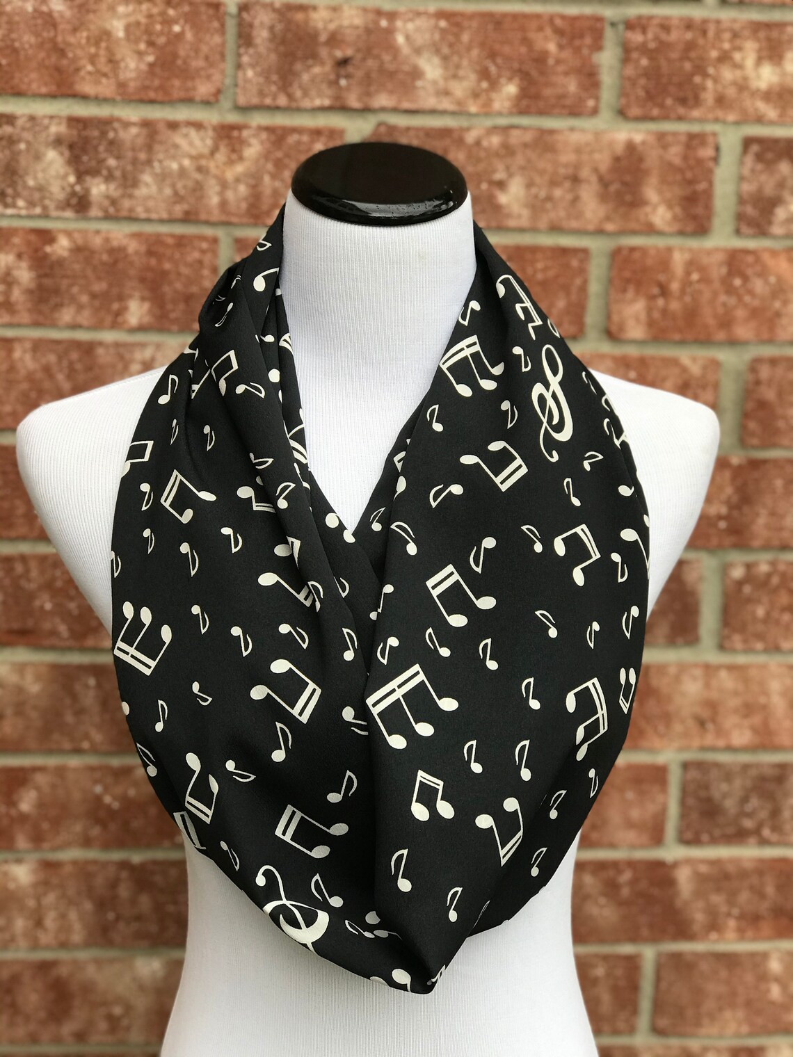 Black Scarf Music Note Symbol Scarf Infinity Scarf Circle | Etsy