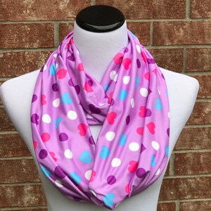 Hearts Scarf Valentine's Day Infinity Scarf Red Heart Scarf Purple ...