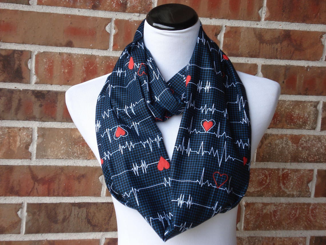 Heartbeat Scarf Infinity Scarf Love Nurse Scarf Heart Scarf - Etsy