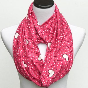 Hearts Scarf Valentine's Day Scarf Pink White Loop Scarf - Etsy UK