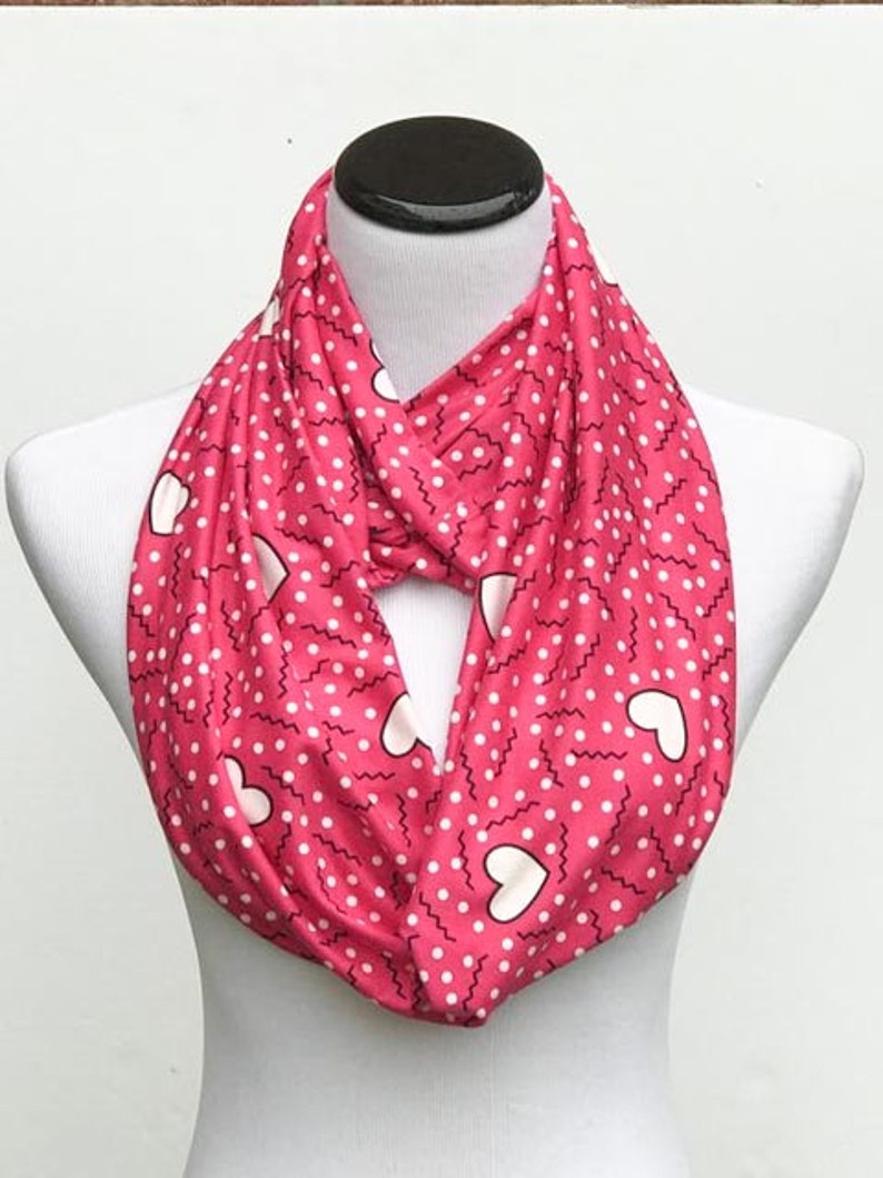 Hearts Scarf Valentine's Day Scarf Pink White Loop Scarf - Etsy UK
