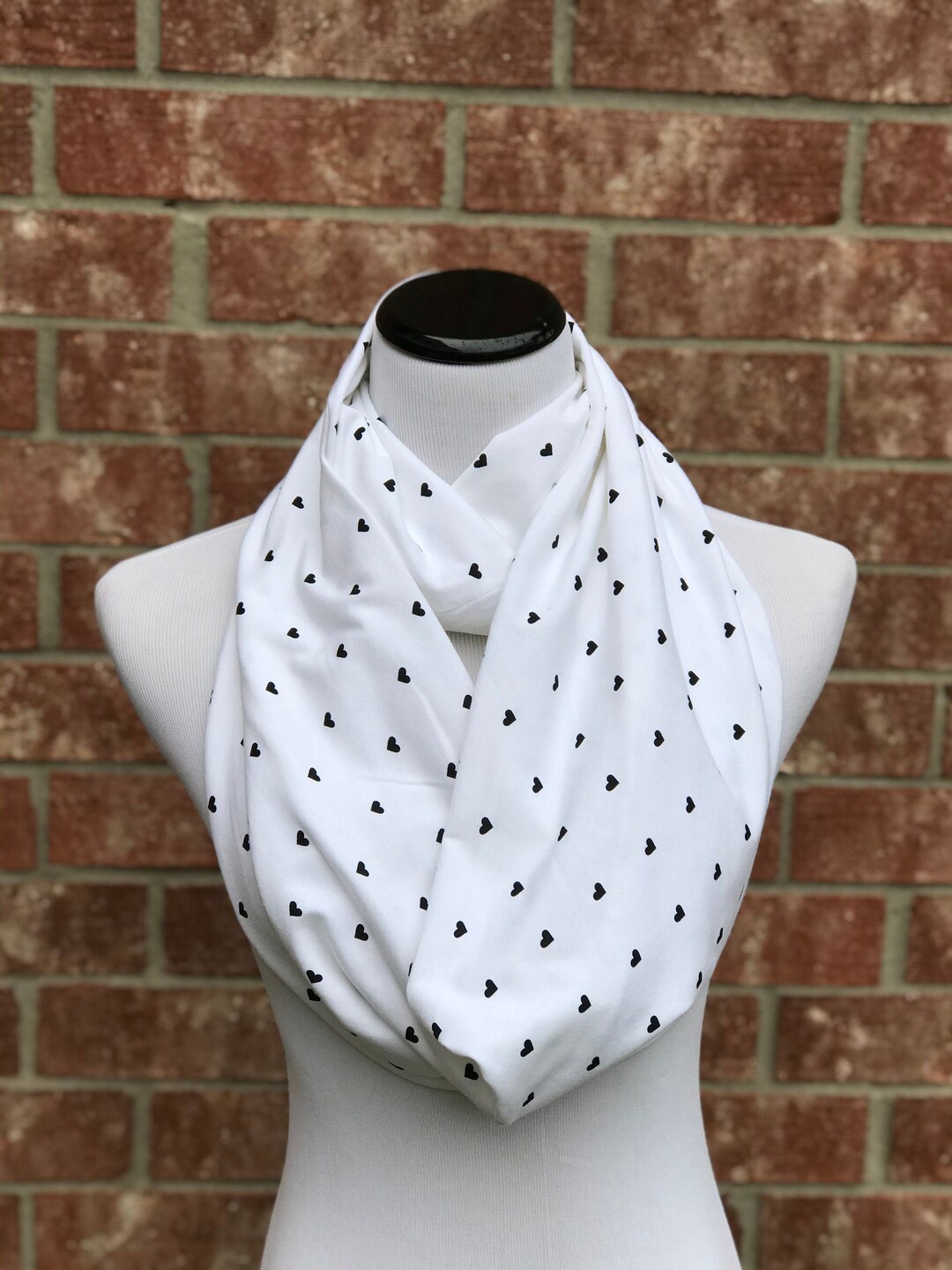 Valentine's Day Scarf Black Hearts Scarf Infinity Scarf - Etsy