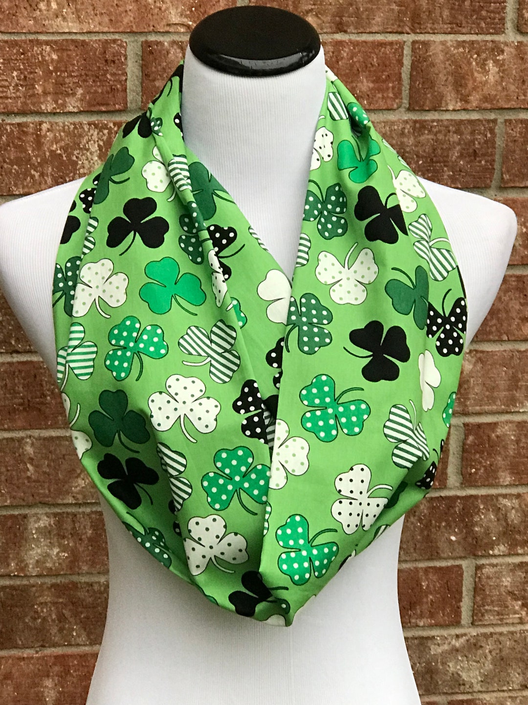 St Patrick's Day Scarf Lucky Irish Scarf Shamrock Scarf Clover Scarf Polka Dot & Stripes Irish ...