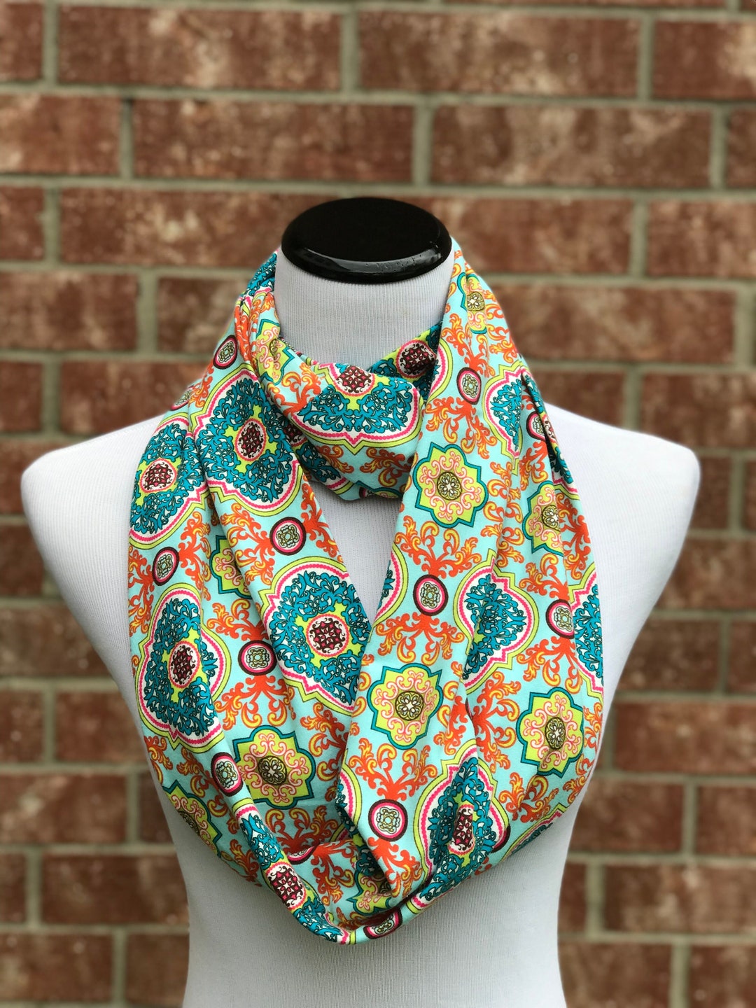 Infinity Scarf Teal Scarf Turquoise Infinity Scarf Soft Cotton Jersey ...