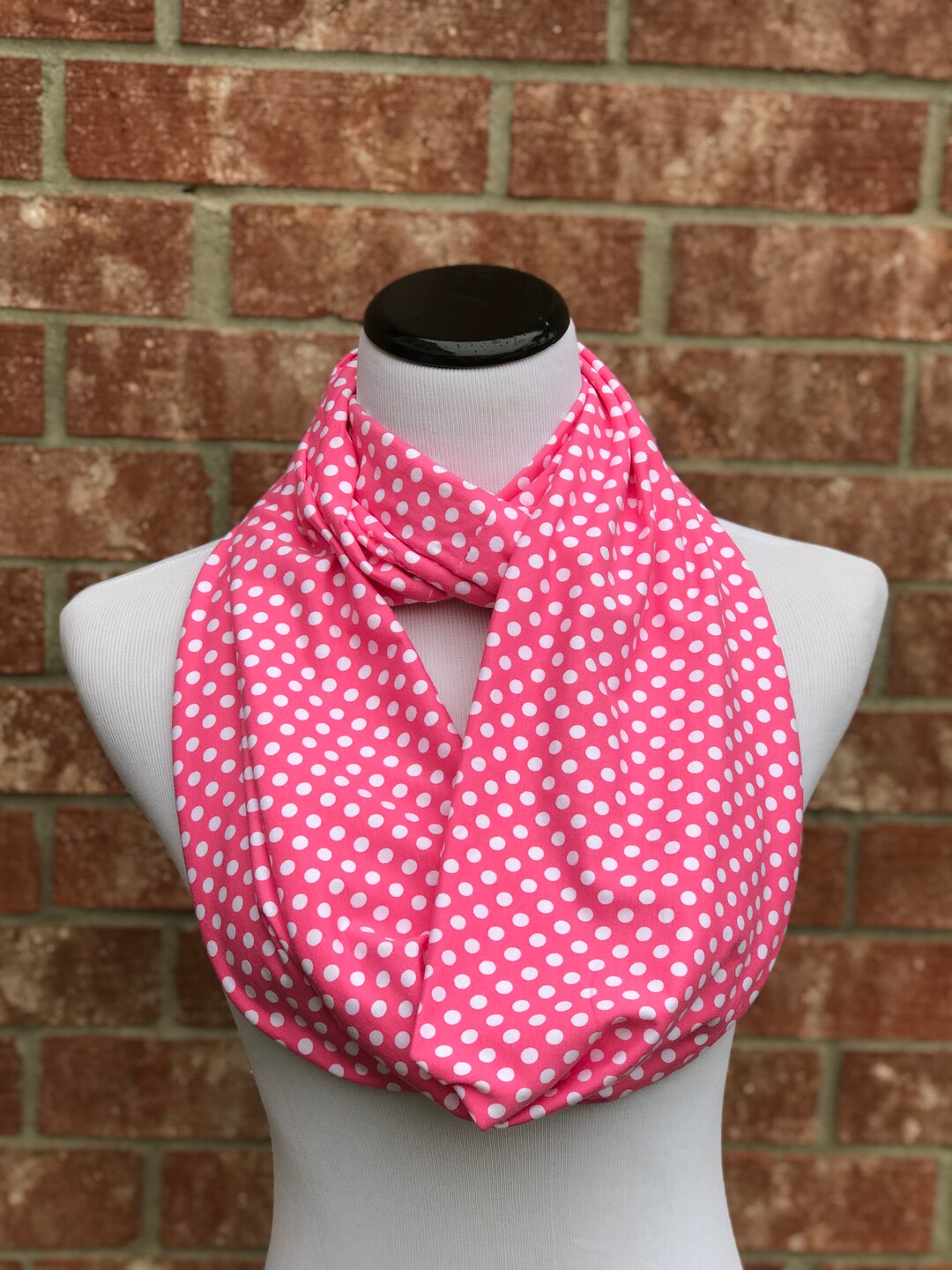 Pink Scarf Infinity Scarf Pink White Polka Dot Scarf Toddler Scarf ...
