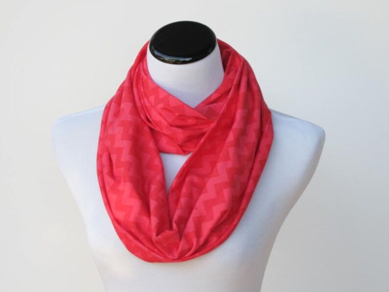 Red Scarf Chevron Scarf Bright Scarf Red Chevron Infinity - Etsy
