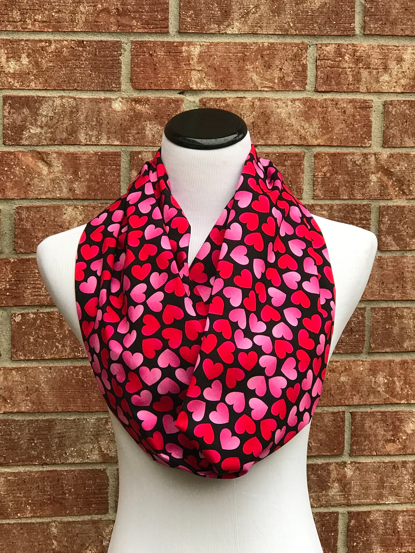 Hearts Scarf Valentine's Day Scarf Infinity Scarf Red Pink - Etsy