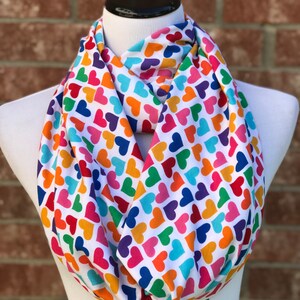Valentine's Day Scarf Hearts Scarf Pink Yellow Green Blue Purple White ...