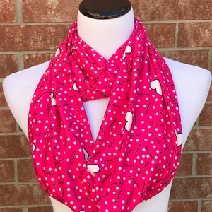 Hearts Scarf Valentine's Day Scarf Pink White Loop Scarf Polka Dot Red ...
