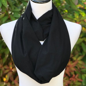 Black Scarf Soft Cotton Jersey Knit Loop Scarf Circle Scarf - Etsy