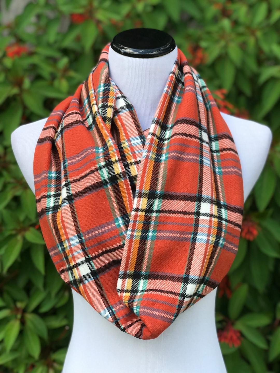 Mustard Rustic Orange Plaid Flannel Scarf Tartan Plaid Infinity Scarf ...