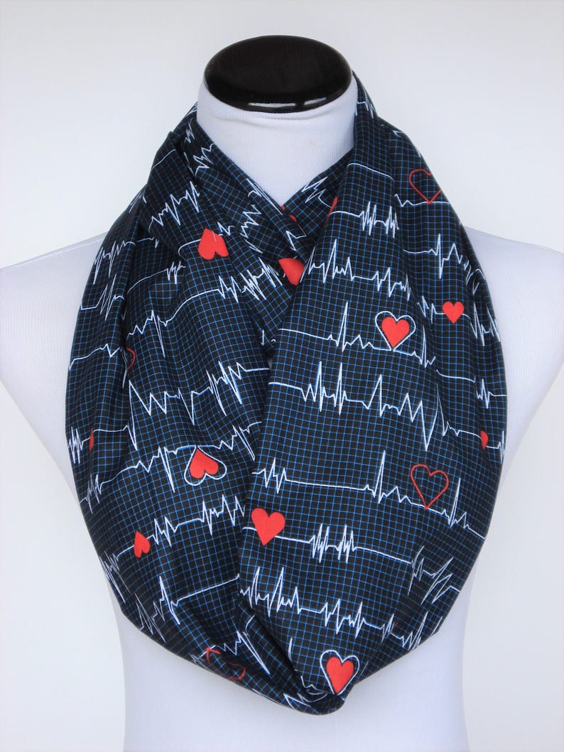 Heartbeat Scarf Infinity Scarf Love Nurse Scarf Heart Scarf - Etsy