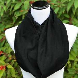 Black Scarf Soft Cotton Jersey Knit Loop Scarf Circle Scarf - Etsy
