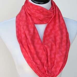 Red Scarf Chevron Scarf Bright Scarf Red Chevron Infinity Scarf Zigzag ...