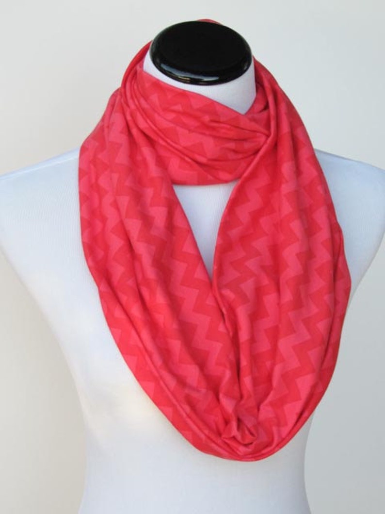 Red Scarf Chevron Scarf Bright Scarf Red chevron Infinity | Etsy